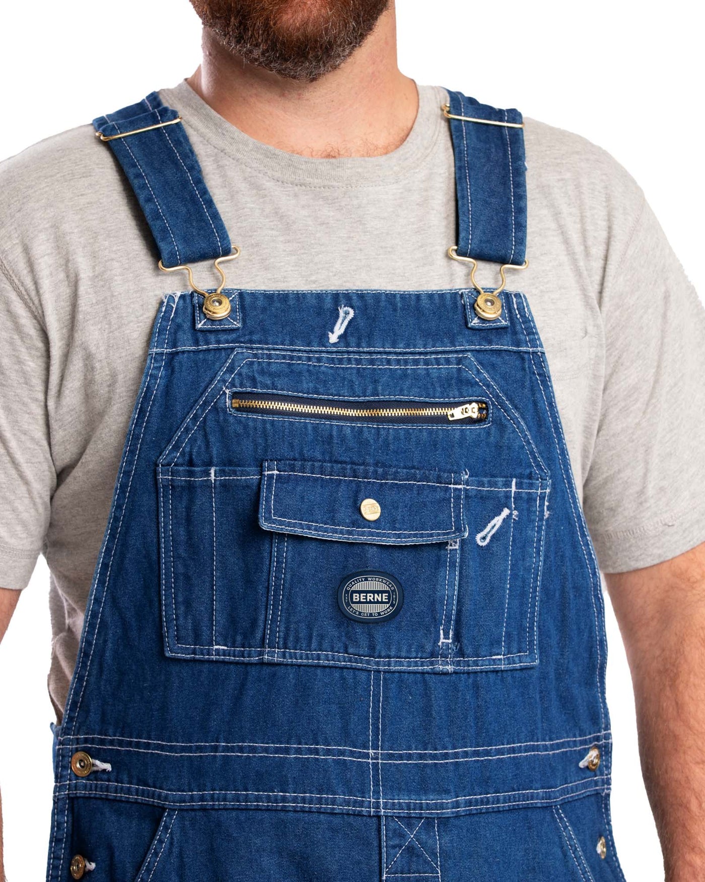 Men's Vintage Washed Denim Bib Overall
