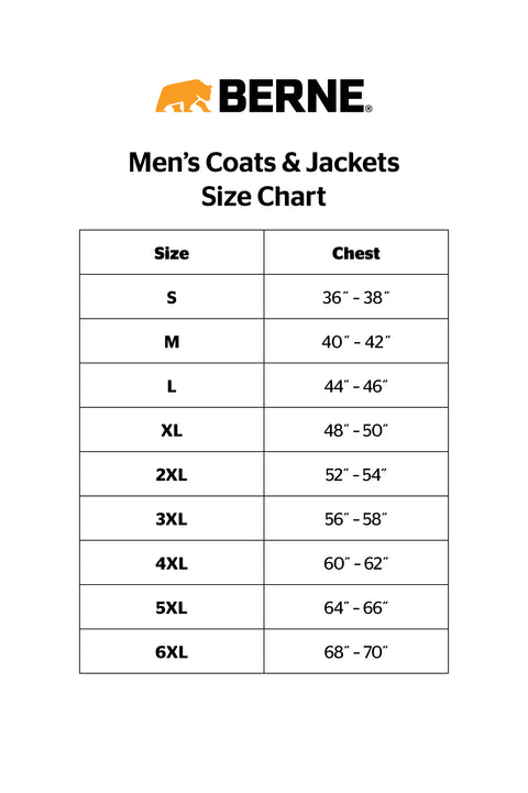 Size Charts For Men Women And Youth Outerwear Berne Apparel
