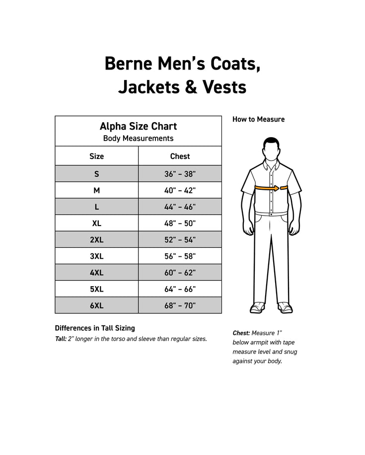 Size Charts for Men, Women & Youth Outerwear – Berne Apparel