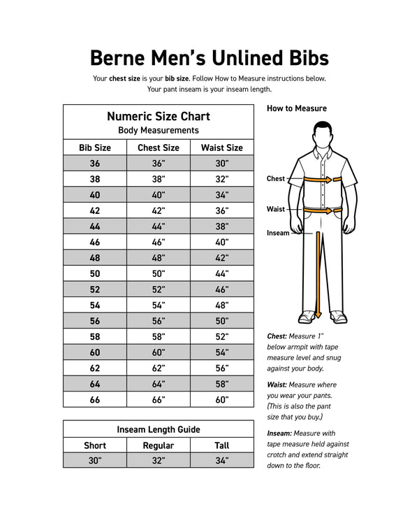 Size Charts For Men Women And Youth Outerwear Berne Apparel