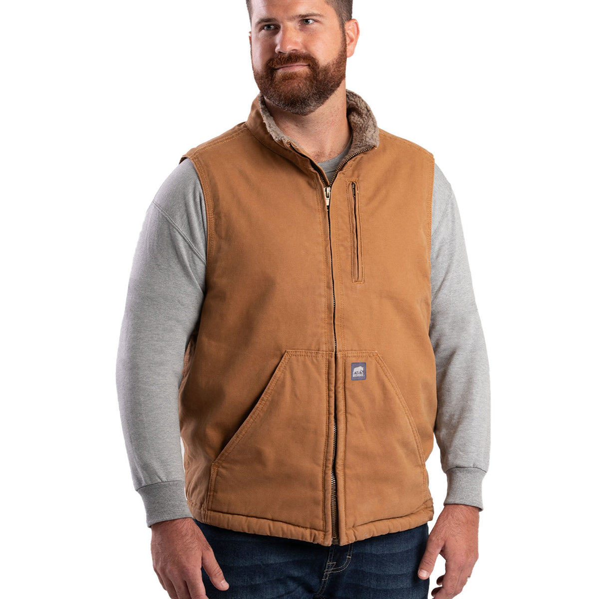 Men's Sherpa-Lined Washed Duck Vest – Berne Apparel