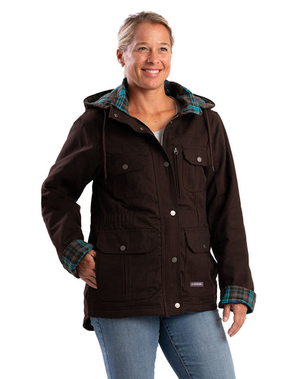 Women's Flannel-Lined Duck Hooded Barn Coat – Berne Apparel